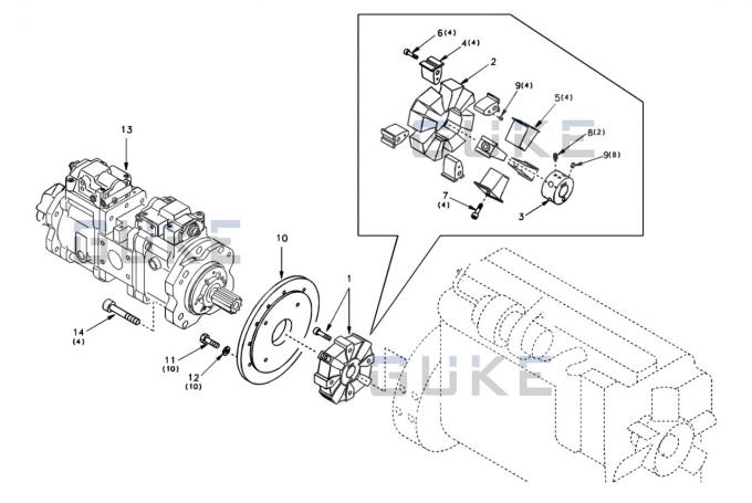 Flexible Excavator Coupling Assy 110H Hydraulic Pump Coupling